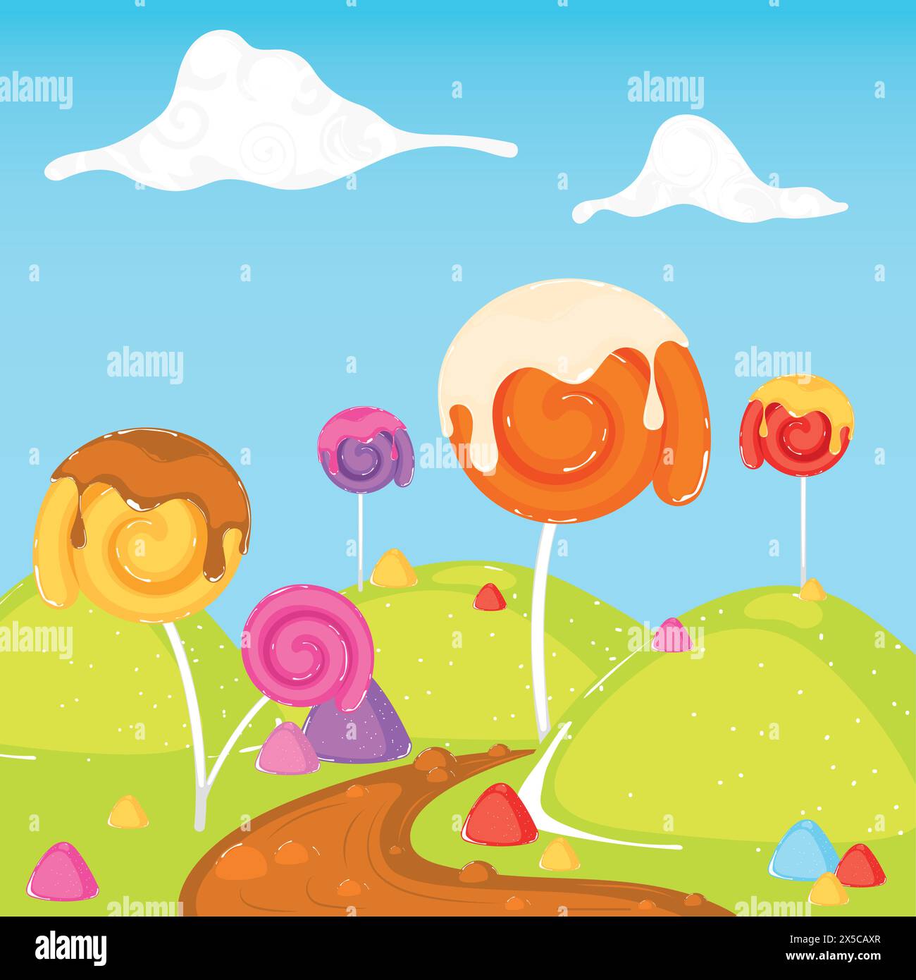 Colored candy land landscape Sweet place Vector Stock Vector Image ...