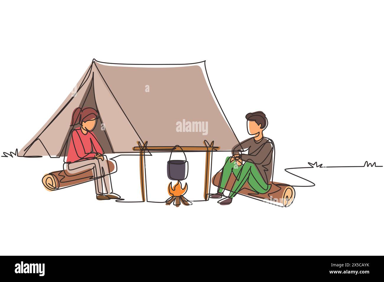 Man woman cook food camping hi-res stock photography and images - Alamy