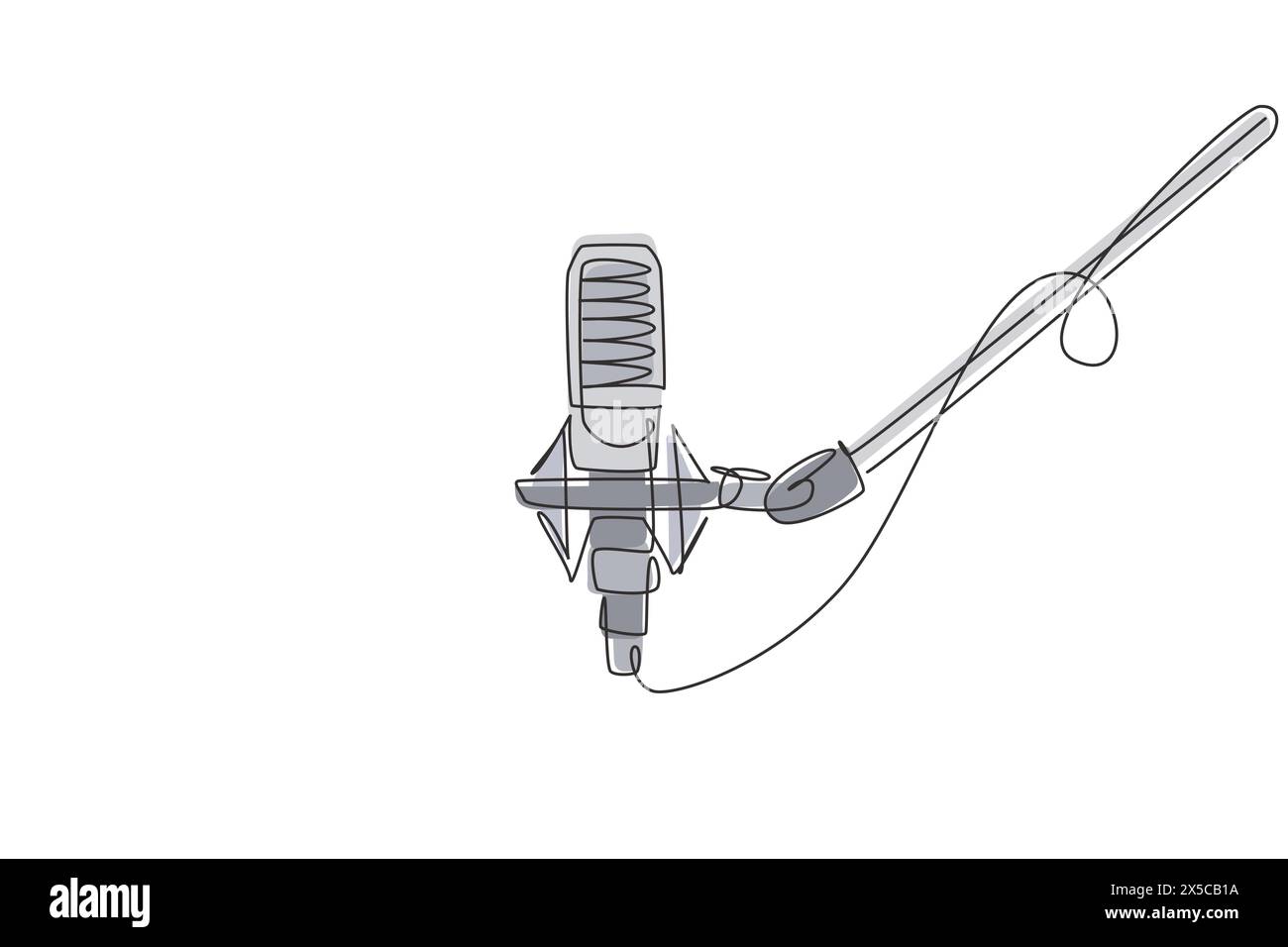 Continuous one line drawing microphone isolated with clipping path ...