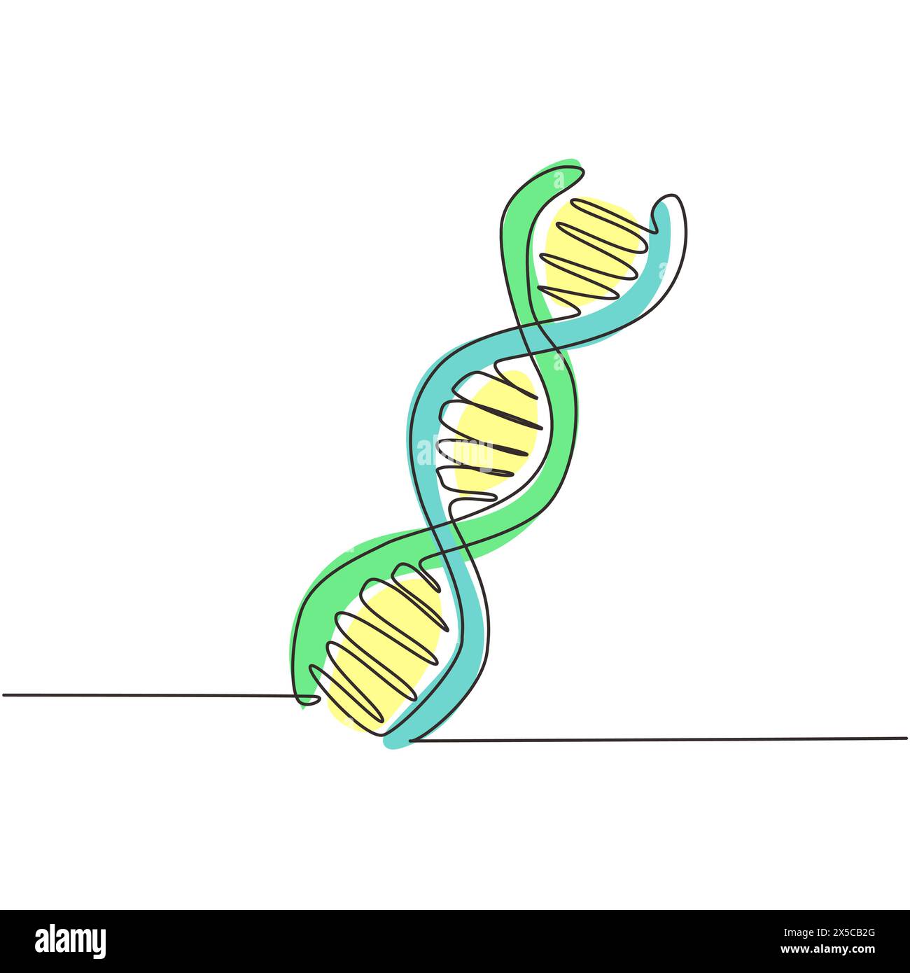 Single one line drawing helix or DNA. Low poly wireframe style. Concept ...
