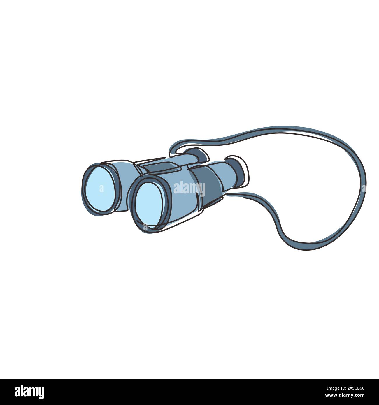 Single one line drawing binoculars optical instrument. Glass lenses for ...