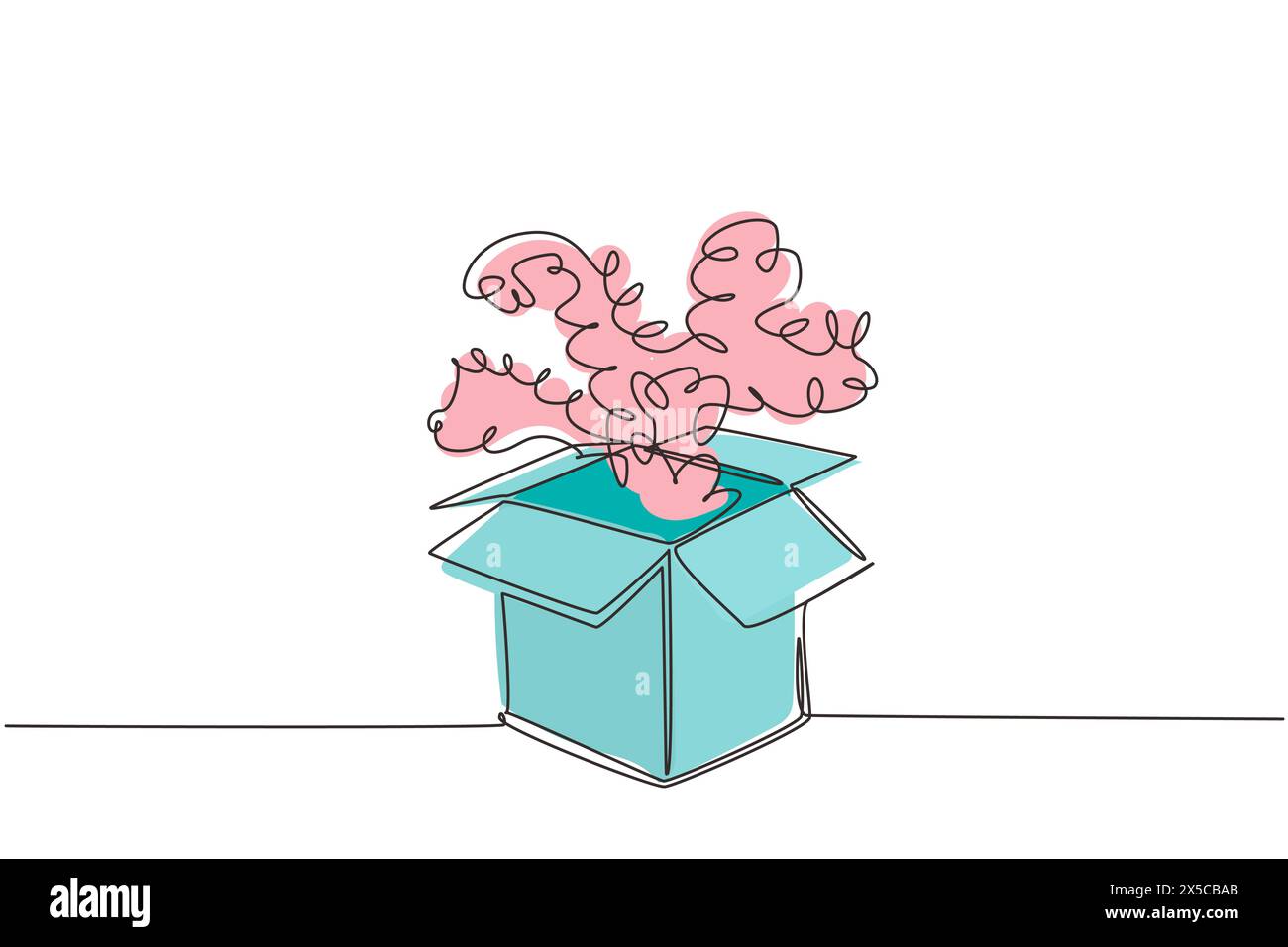 Single continuous line drawing open gift box and confetti. Enter to win ...