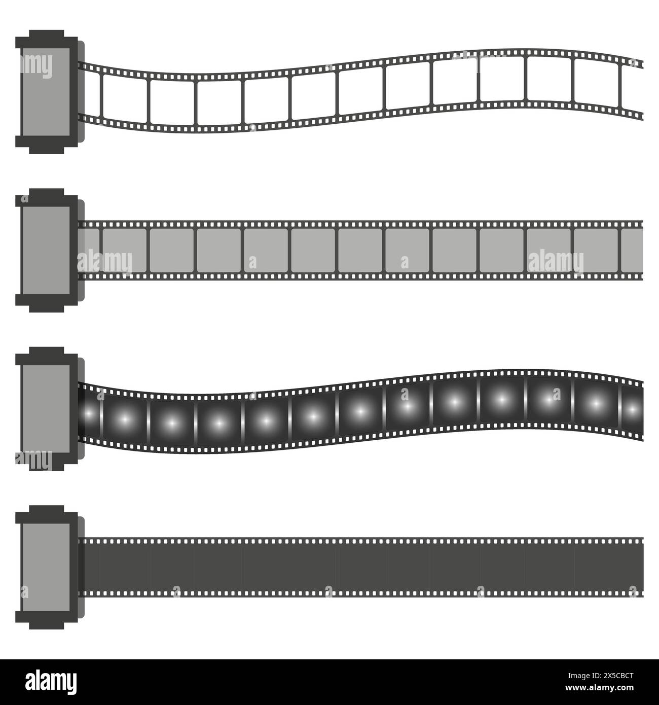 Filmstrip vector set with different curves. Cinematography film roll ...