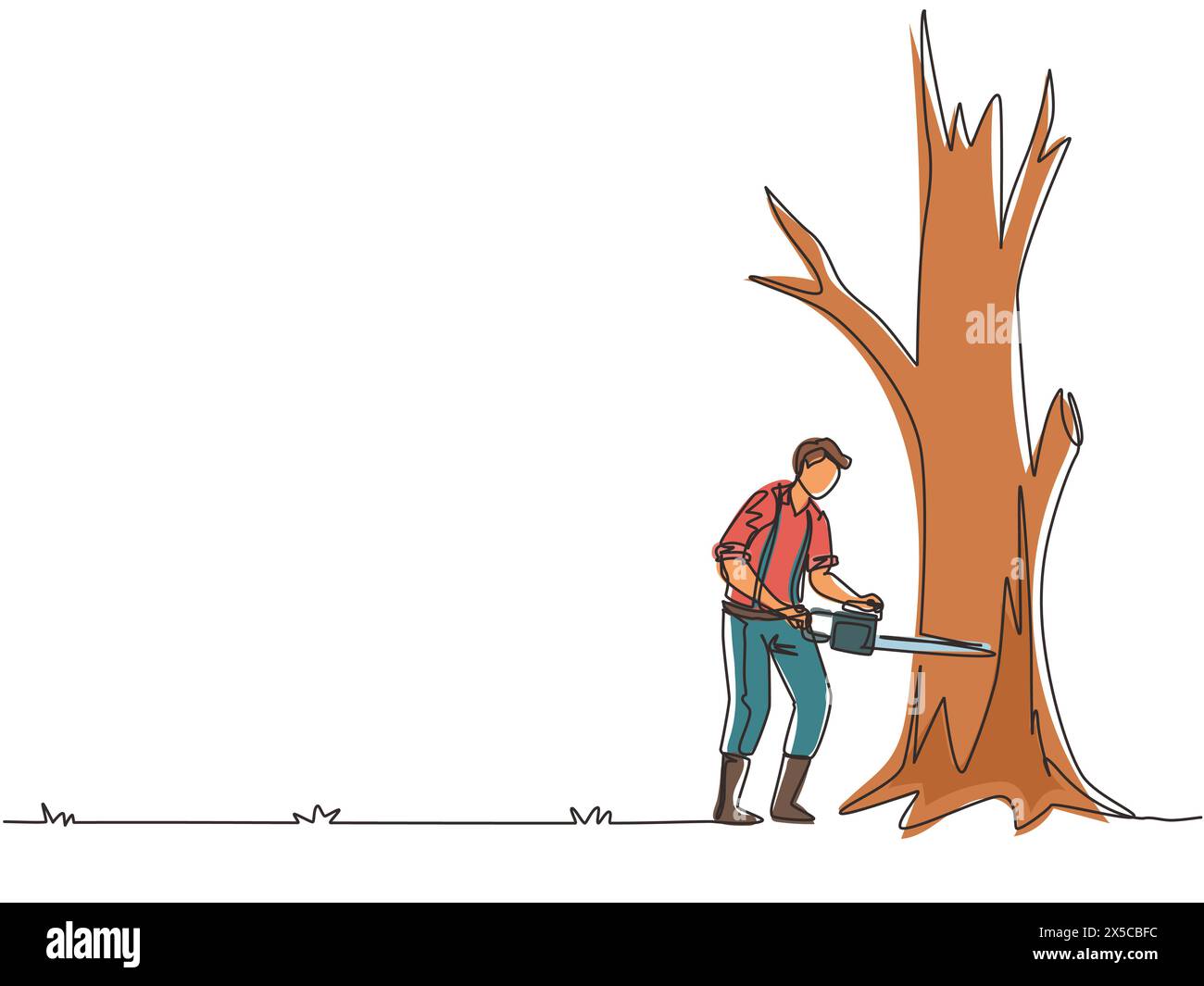 Woodworker sawing timber Stock Vector Images - Alamy