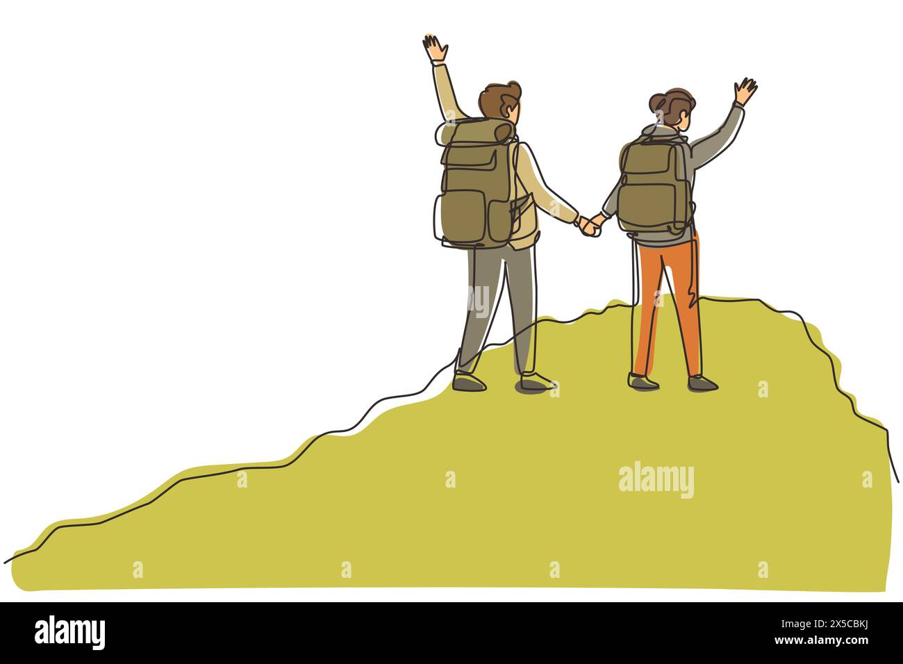 Boy climbing up mountain illustration Stock Vector Images - Alamy