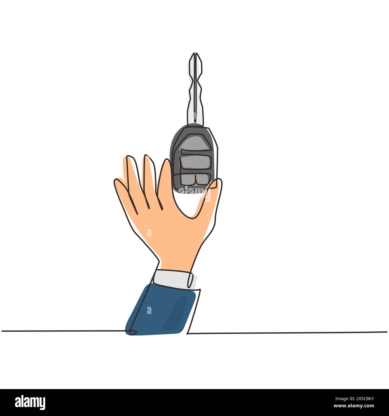 Single one line drawing male hand holding car key. Car sales theme ... Single one line drawing male hand holding car key. Car sales theme ...