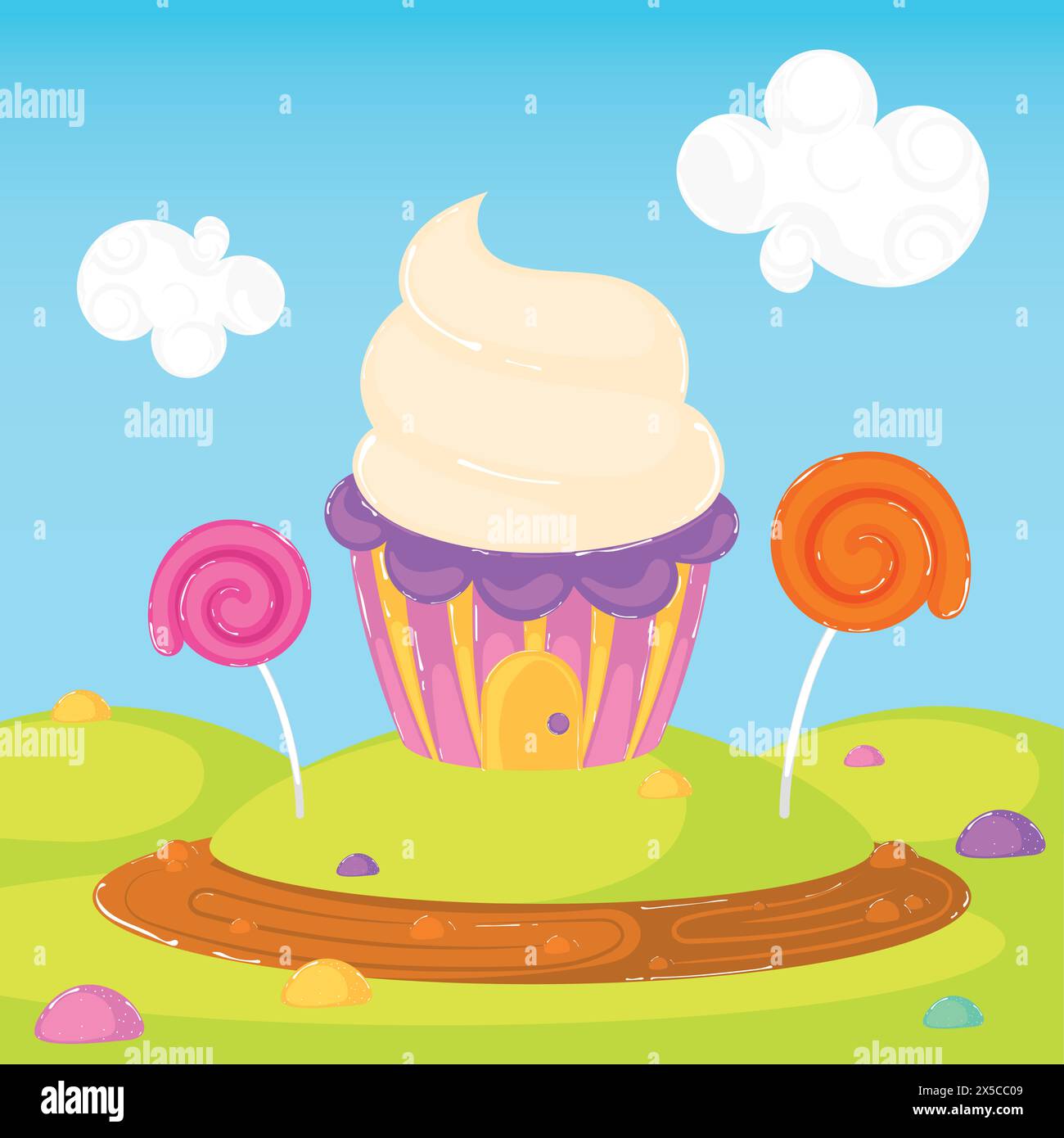 Colored candy land landscape Sweet place Vector Stock Vector Image ...