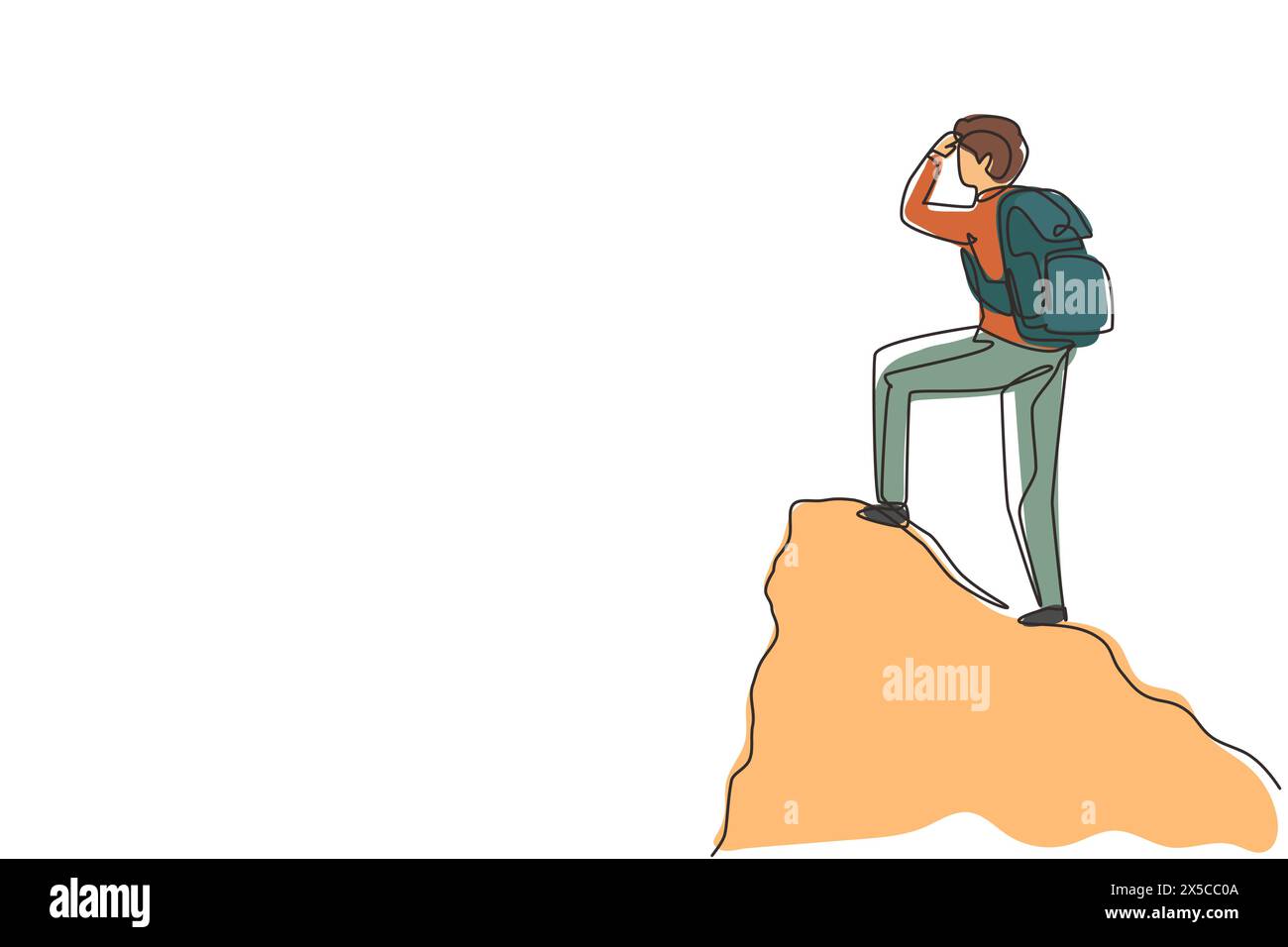 Explorer on top of mountain hiking Cut Out Stock Images & Pictures - Alamy