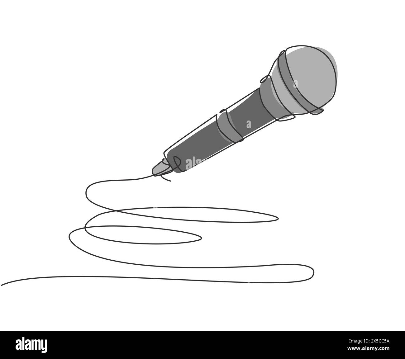 Single one line drawing microphone for karaoke. Illustration on white ...