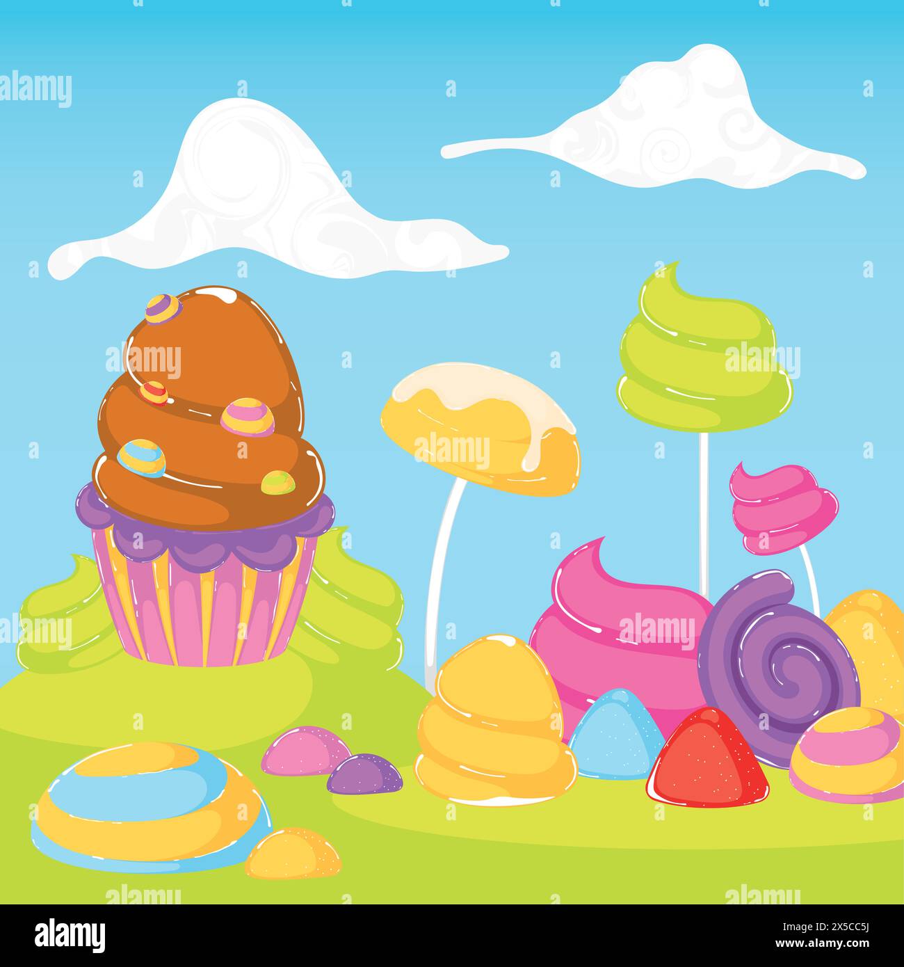 Colored candy land landscape Sweet place Vector Stock Vector Image ...