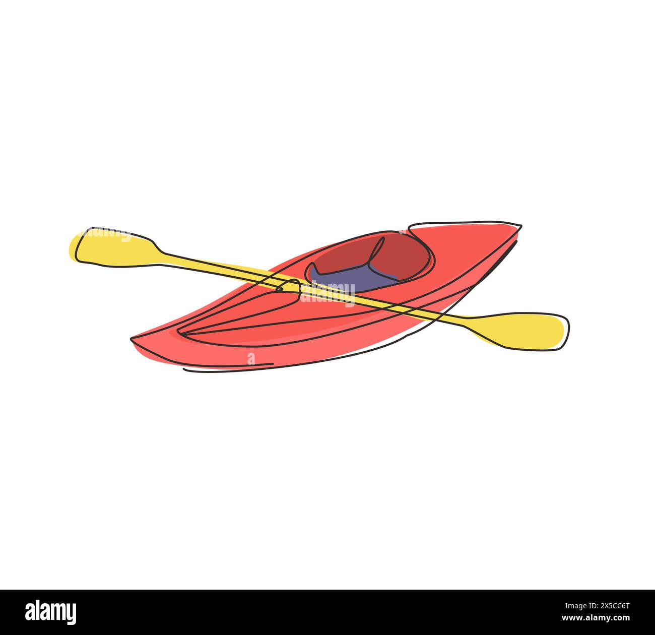 Single continuous line drawing canoe trails and rafting club with ...