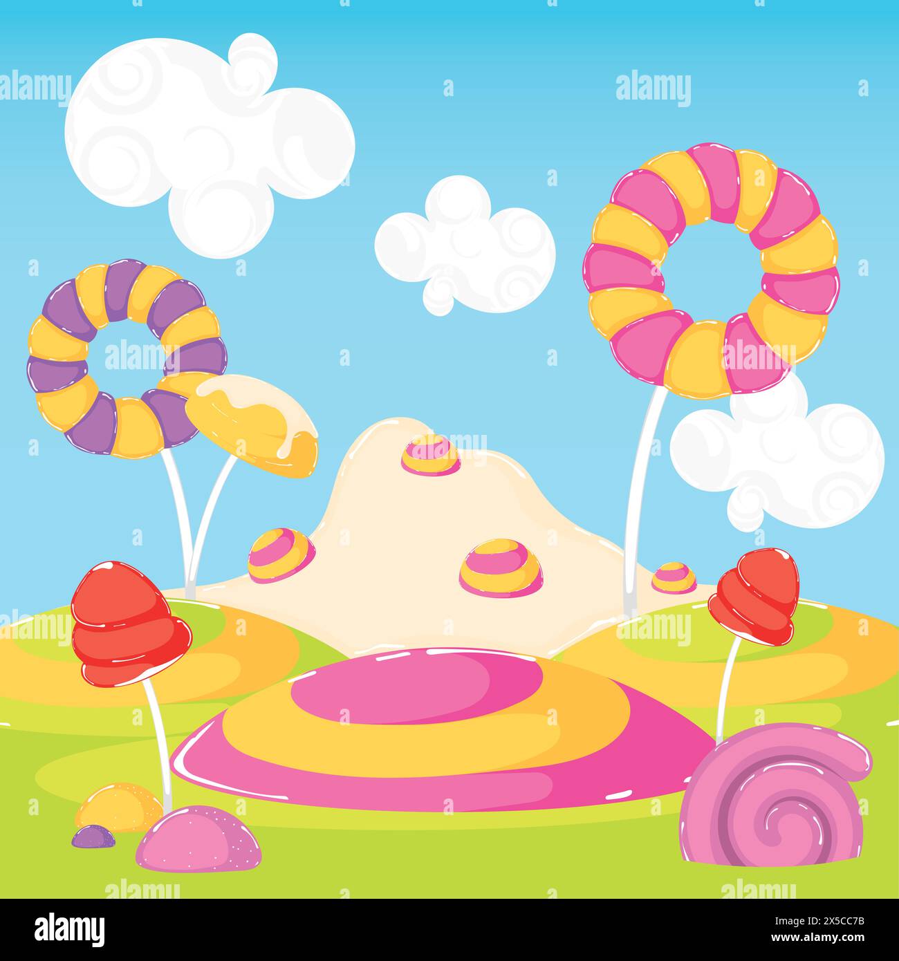 Colored candy land landscape Sweet place Vector Stock Vector Image ...