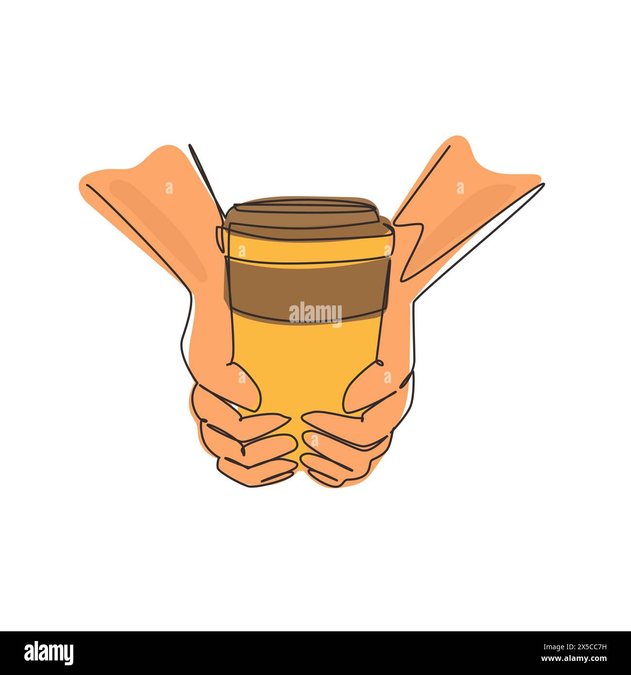 Single one line drawing take away retro illustration of vintage ...