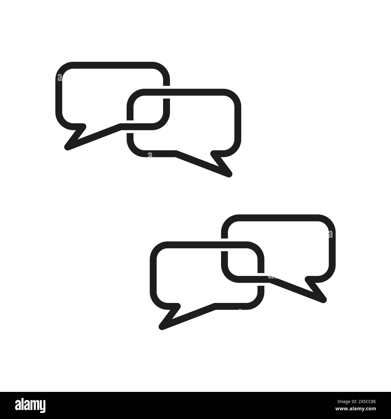 Interconnected chat bubbles icon. Conversation vector symbols. Dialogue and communication design ...