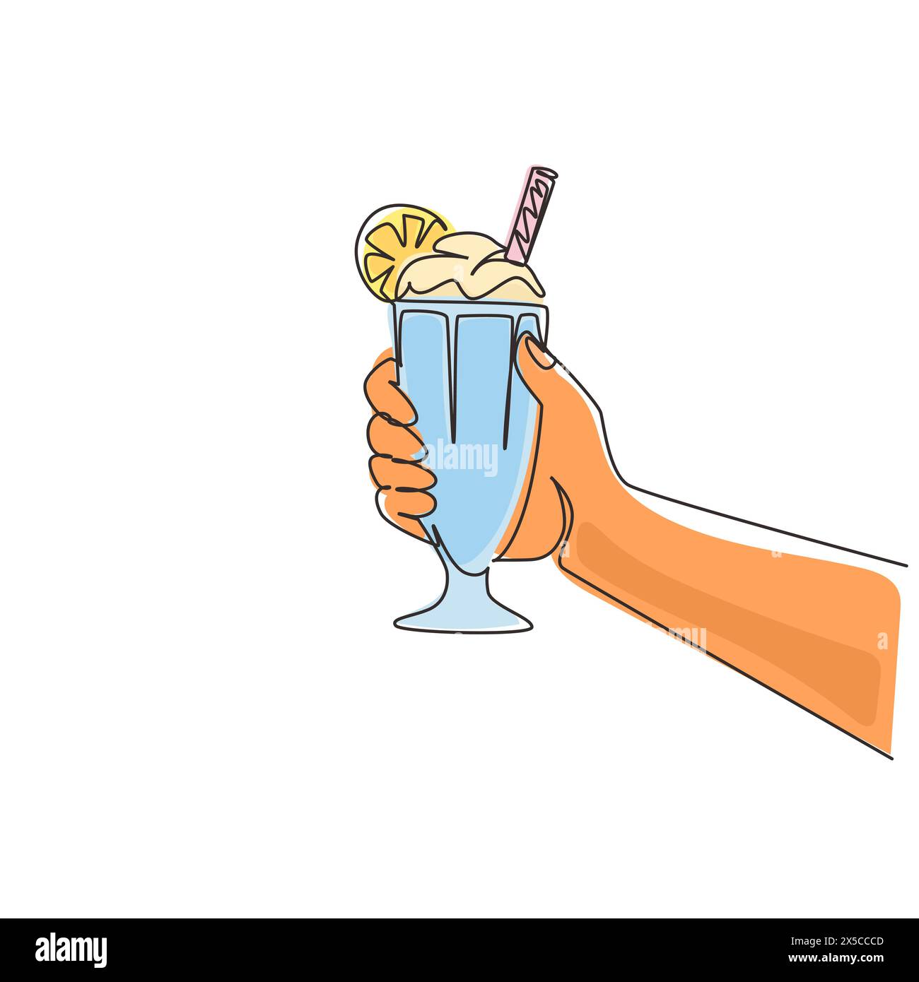 Hand ice cream continuous Stock Vector Images - Alamy