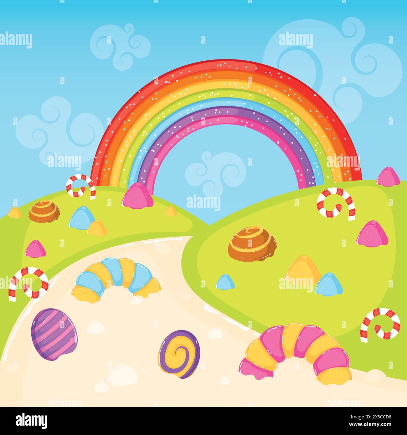 Colored candy land landscape Sweet place Vector Stock Vector Image ...