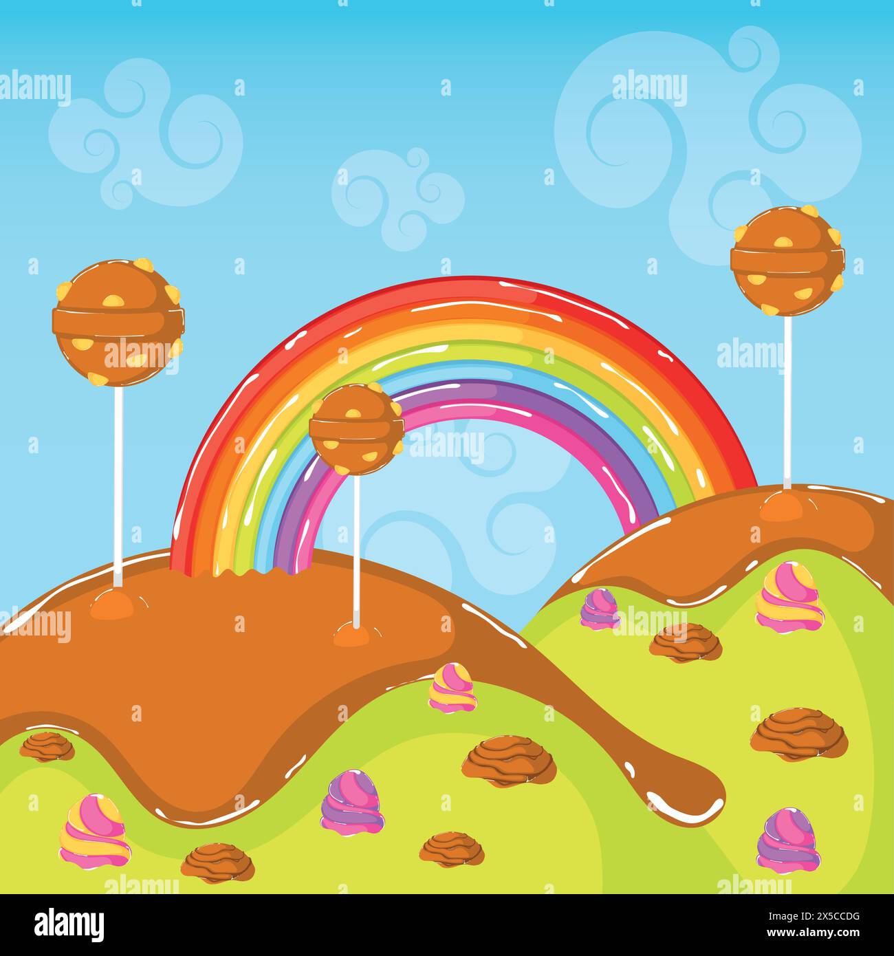 Colored candy land landscape Sweet place Vector Stock Vector Image ...