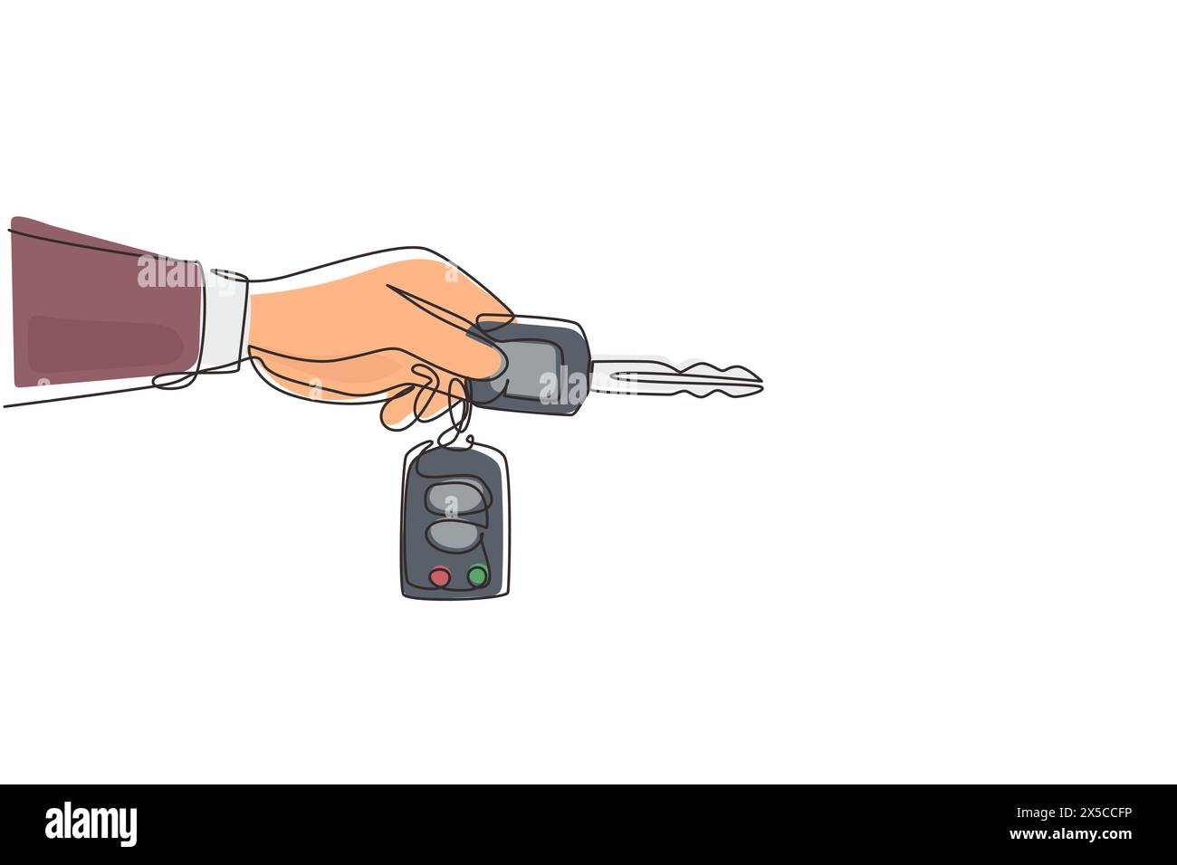 Single one line drawing hand holding car key and alarm system. Male ... Single one line drawing hand holding car key and alarm system. Male ...