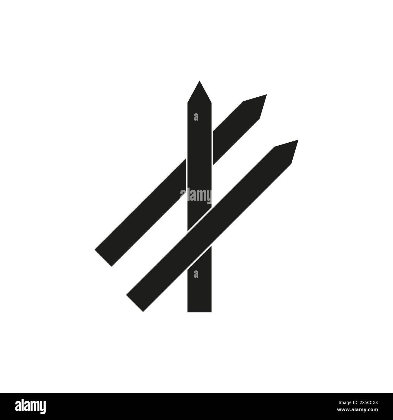 Minimalist abstract arrows vector. Intersecting black lines design. Directional concept ...