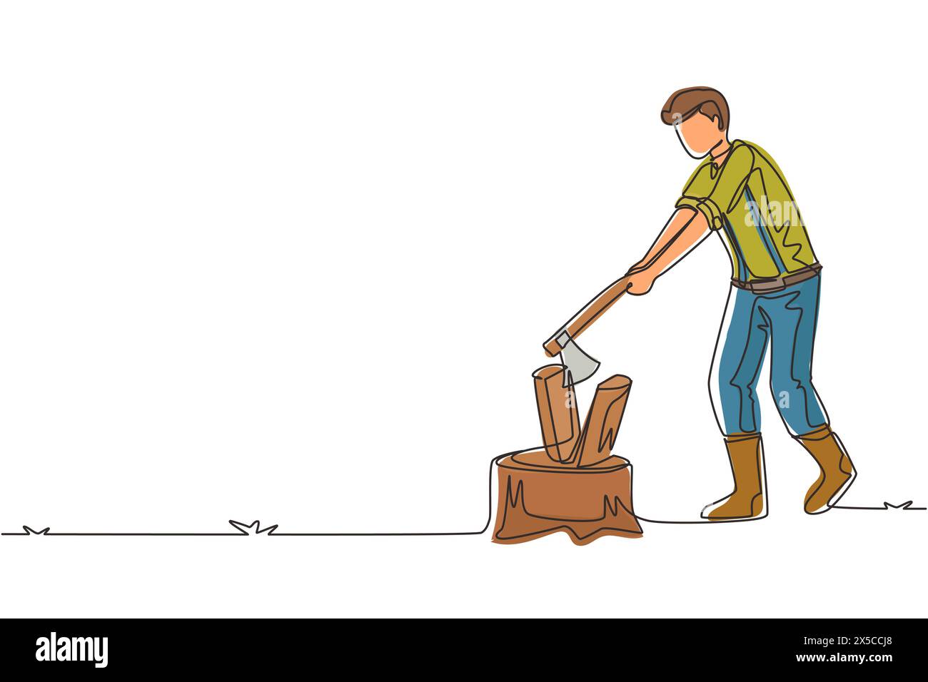 Old ax in hand Stock Vector Images - Alamy