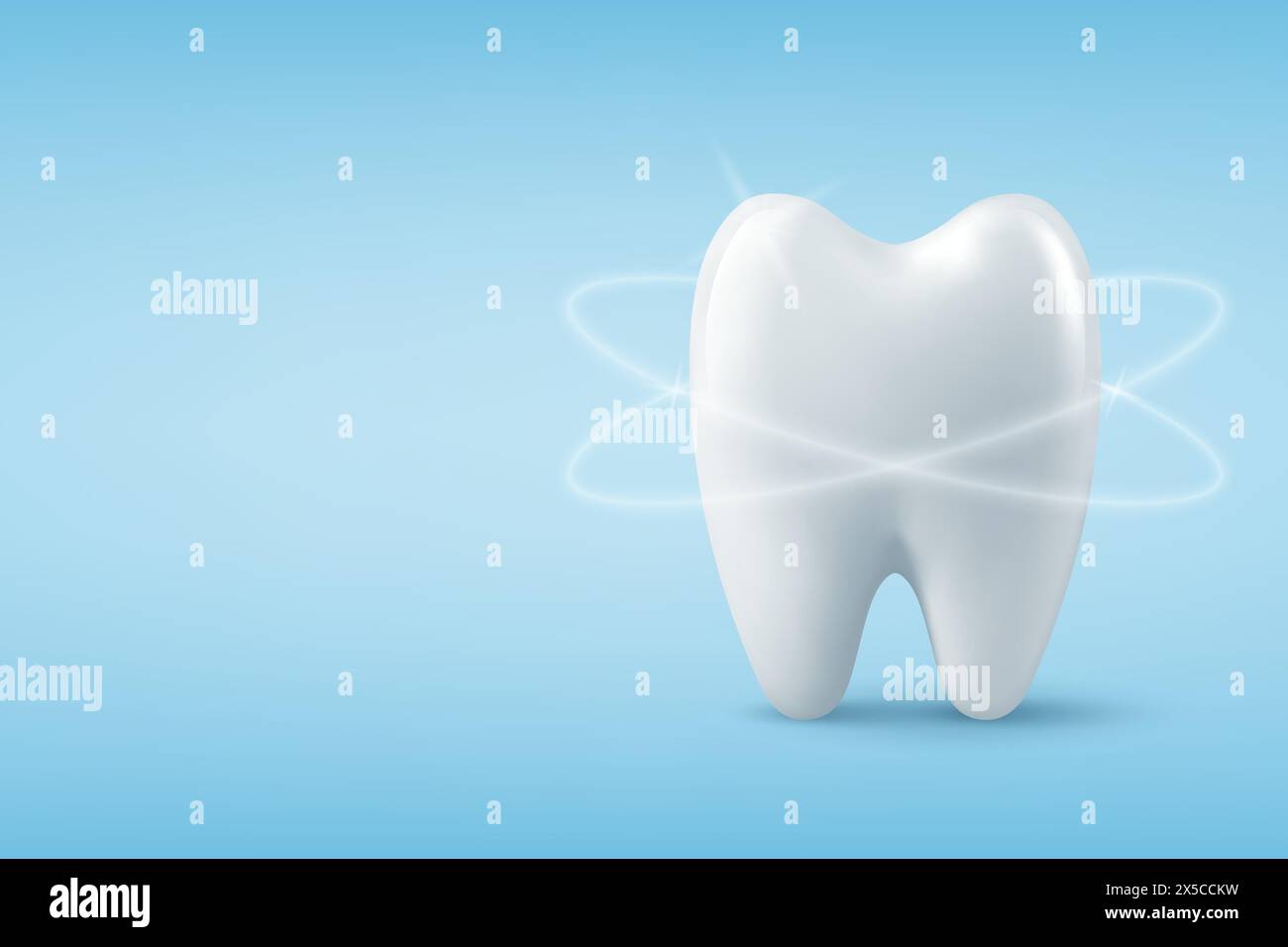 Vector Banner with Realistic Shiny Healthy Clean Tooth Closeup ...