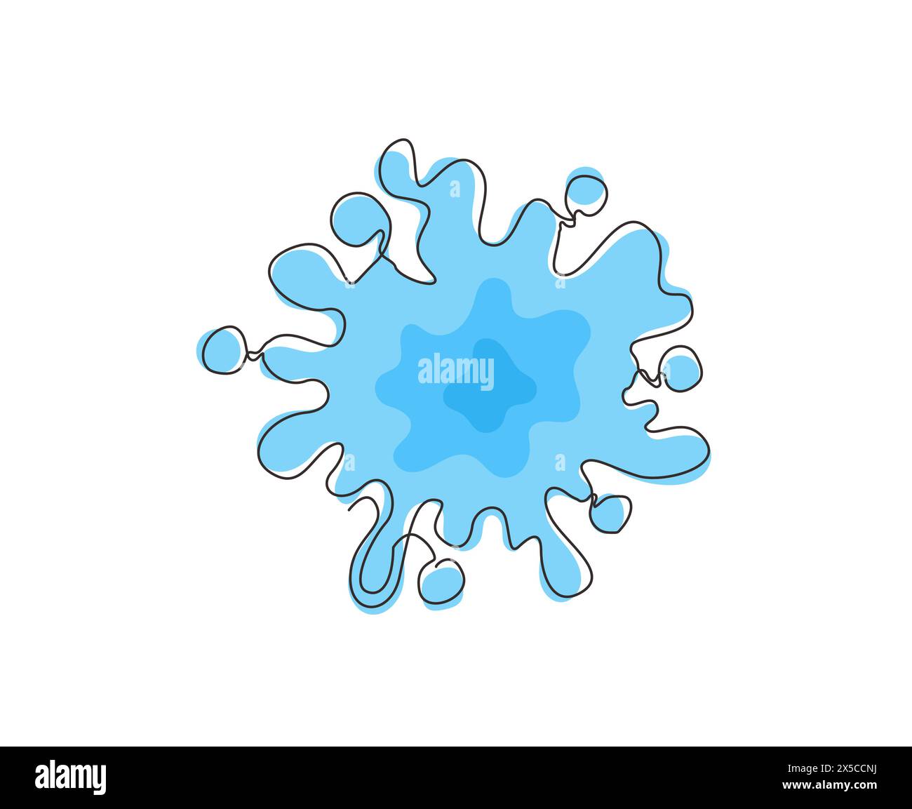 Continuous one line drawing water drips and flowing. Blob and splash ...