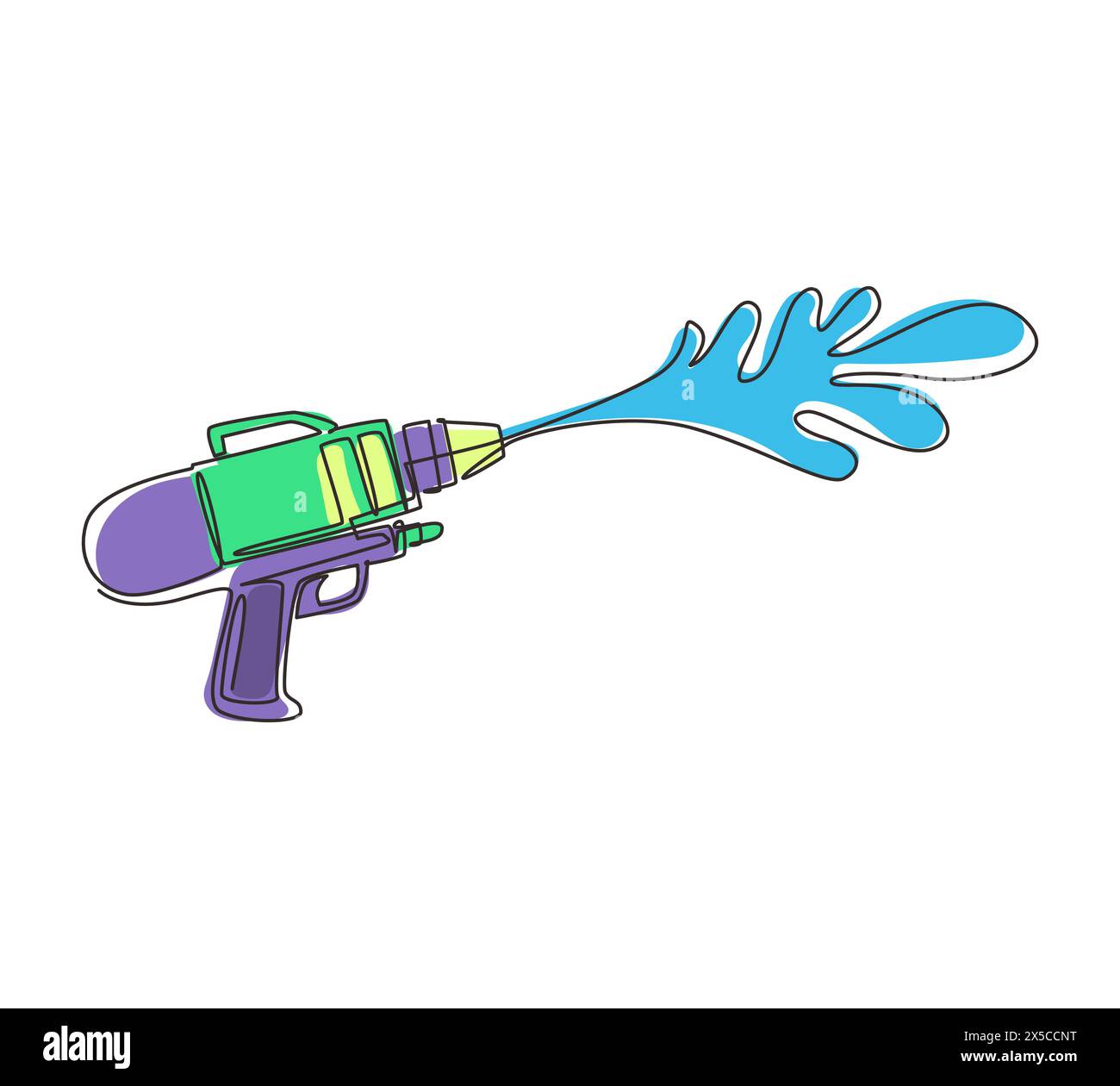 Single continuous line drawing water gun for Songkran festival in ...