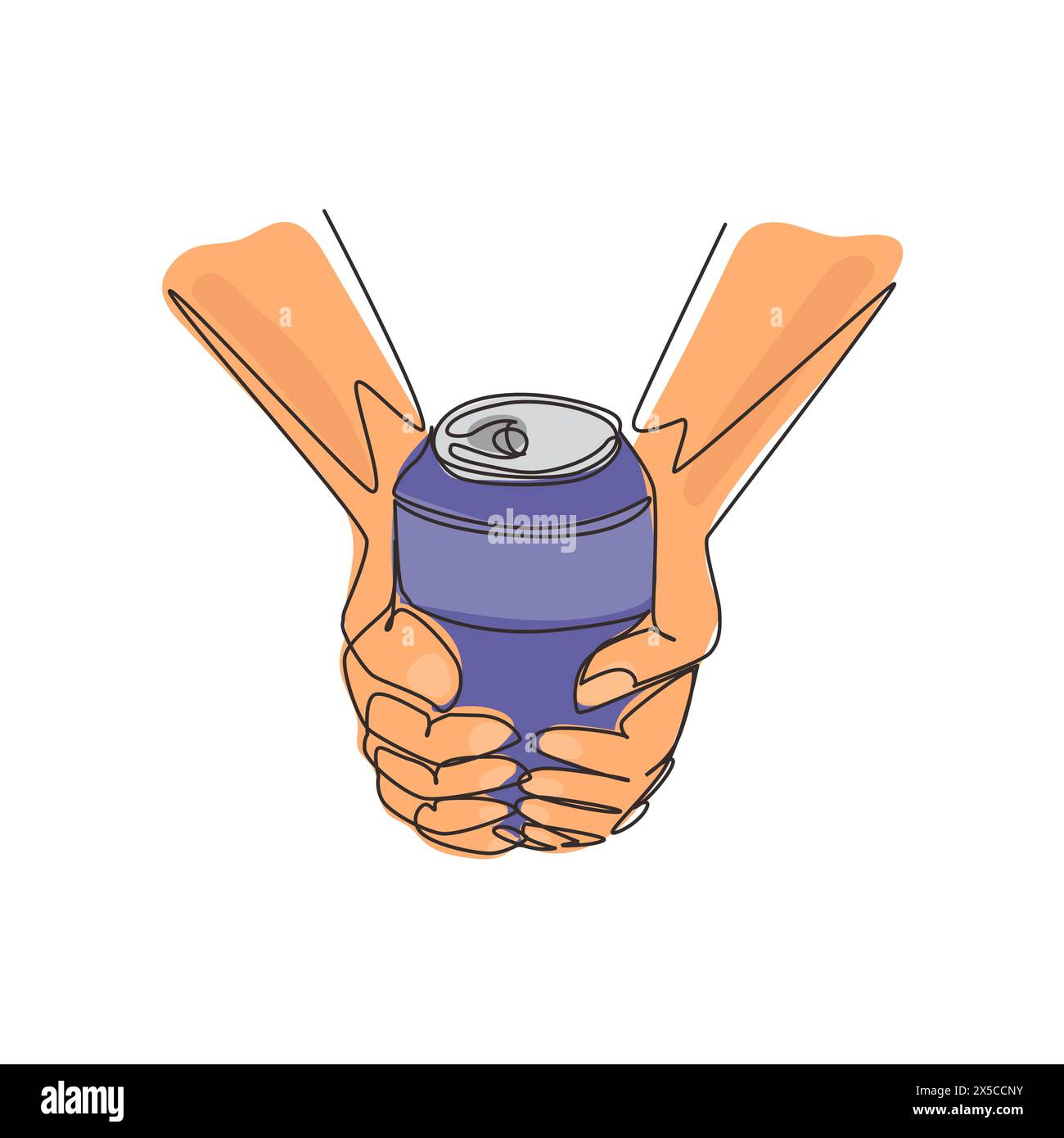 Closeup hands holding can Stock Vector Images - Alamy