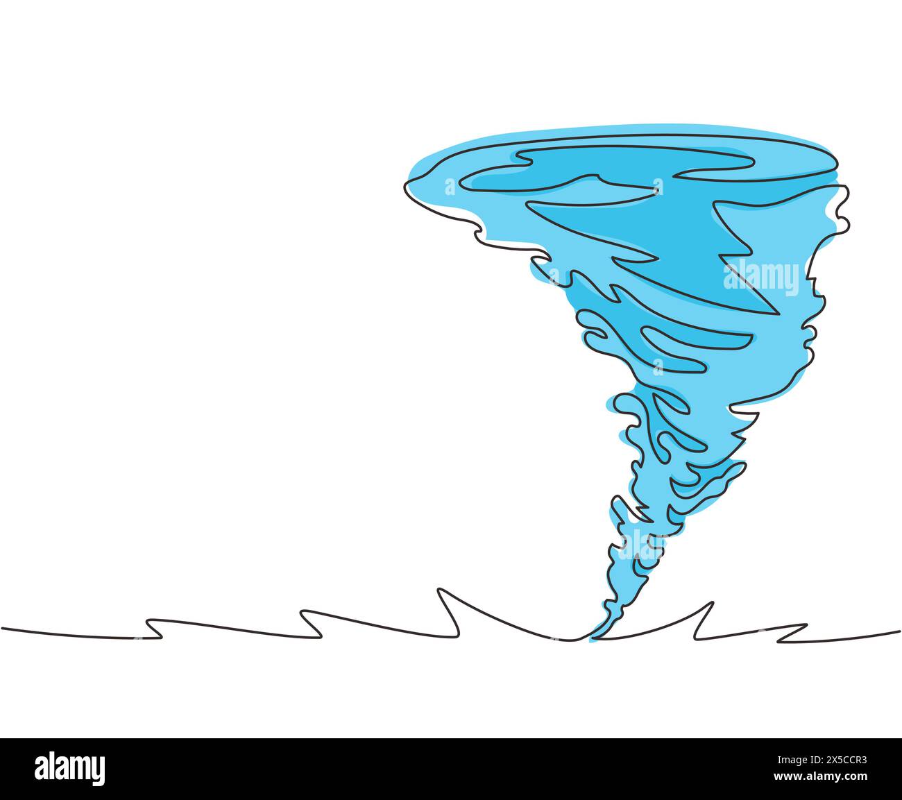 Single one line drawing Splash of water vortex and twisted shape. Water ...