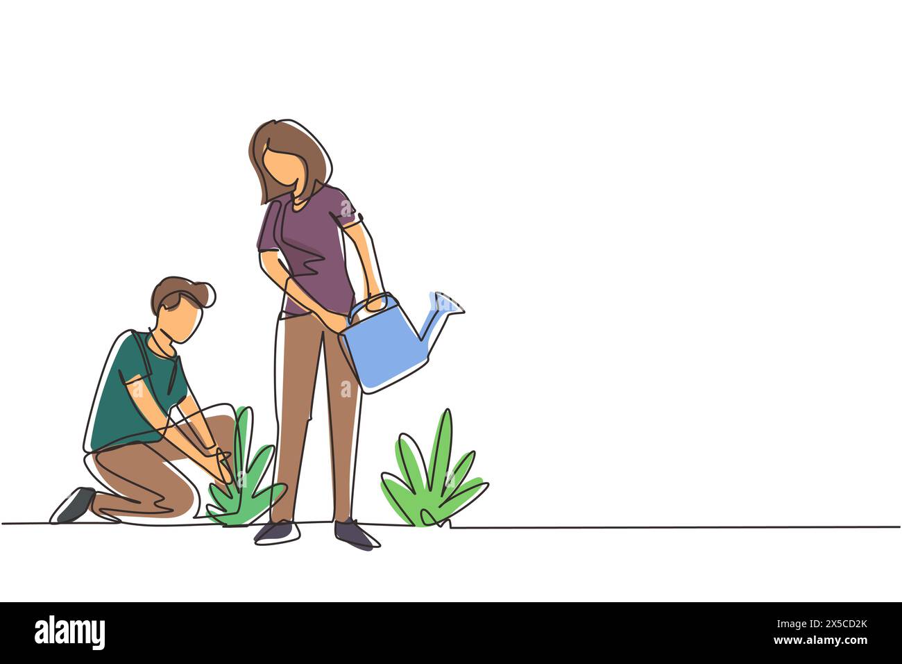 Woman kneeling gardening Stock Vector Images - Alamy