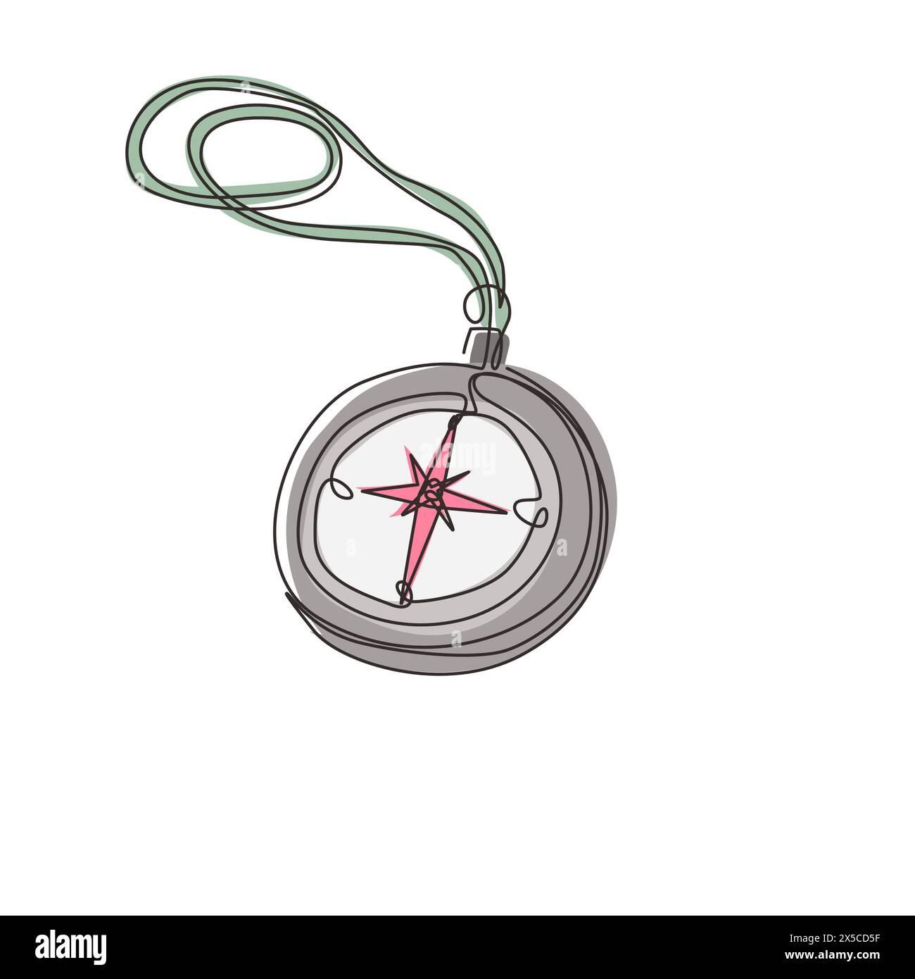 Single continuous line drawing hiking compass icon symbol. Camping ...