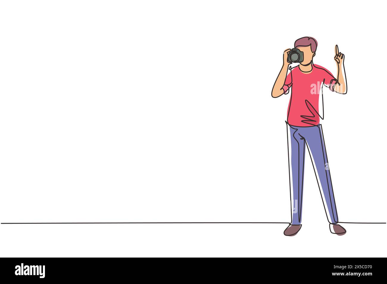 Single one line drawing photographer using professional camera in the ...