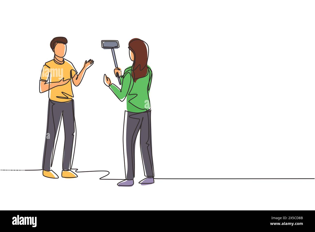 Single continuous line drawing blogging, vlogging, live video streaming ...