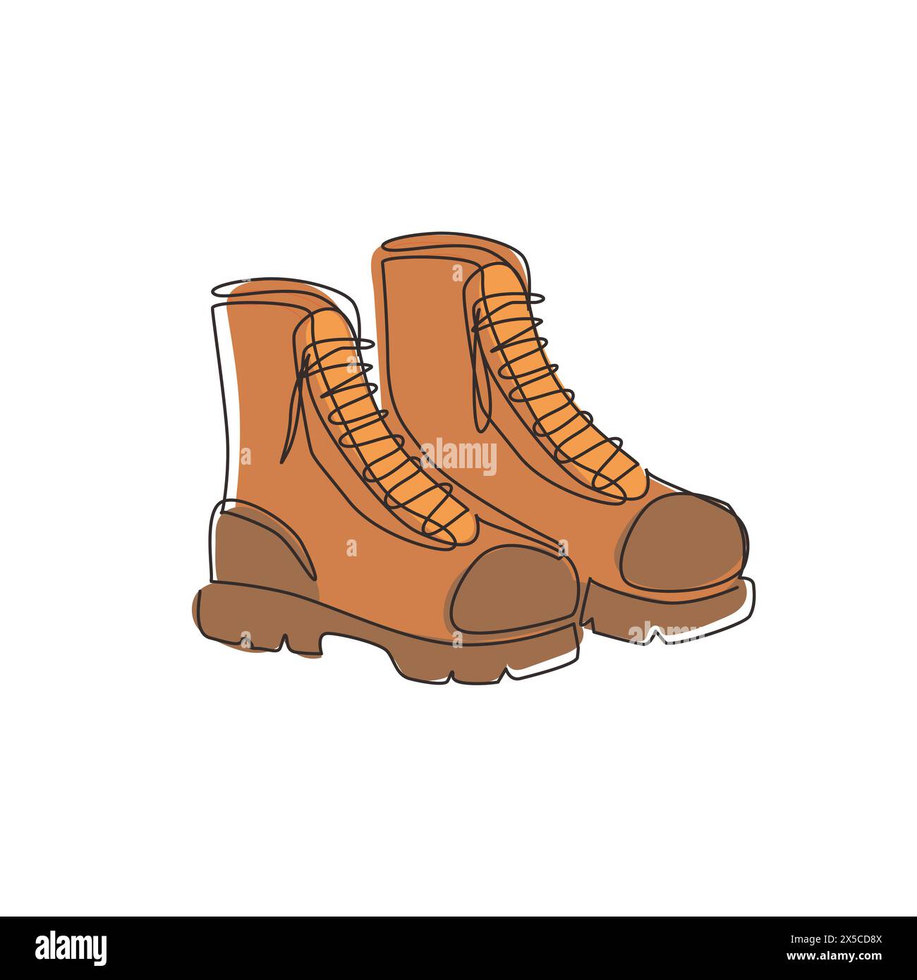 Single one line drawing tourist hiking boots icon. Trekking shoes ...
