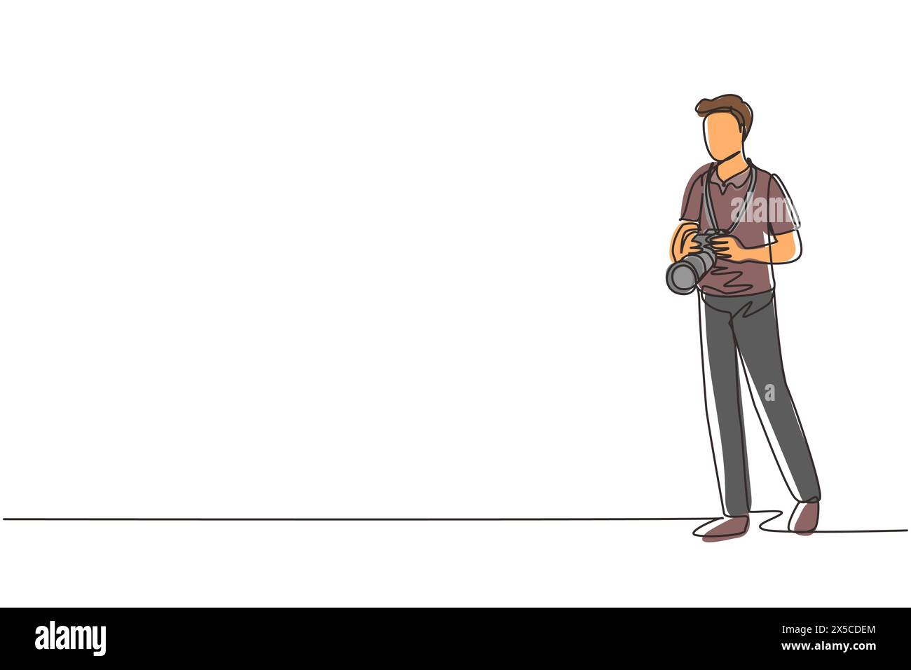 Continuous one line drawing professional photographer, people holding ...