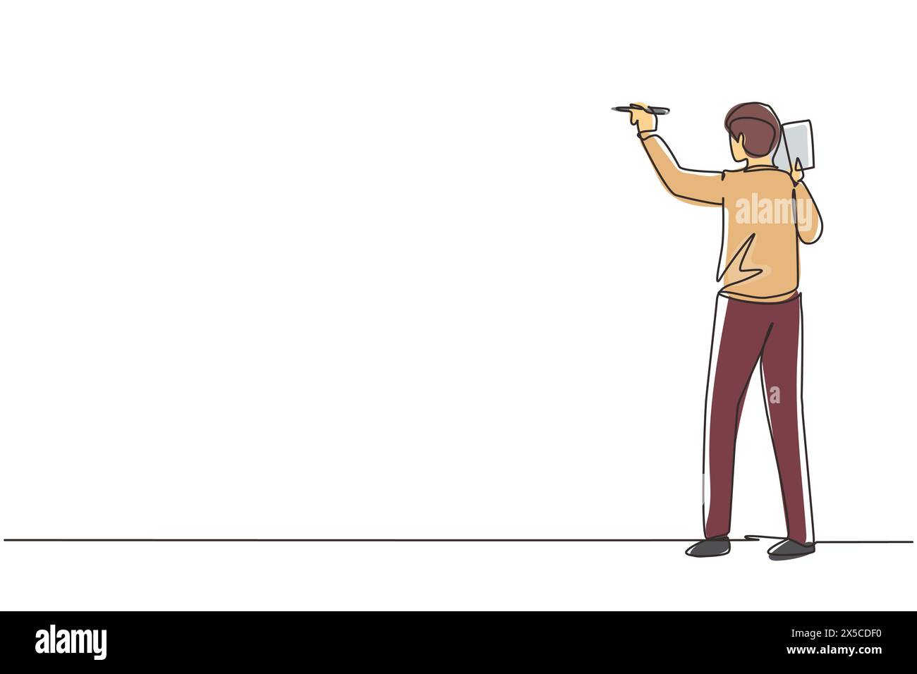 Single continuous line drawing business school professor teaching ...