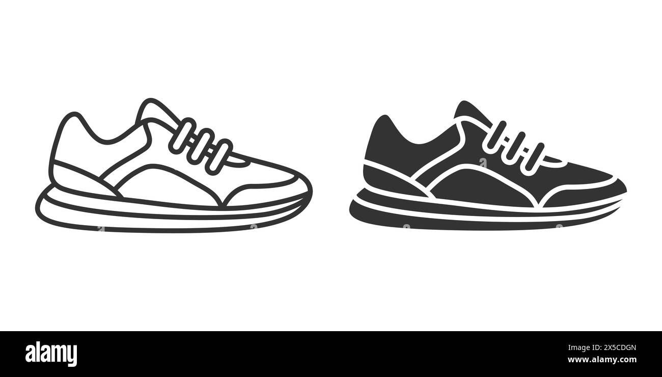 Flat Vector Linear Male and Female Shoes Icon Set Isolated. Sneakers ...