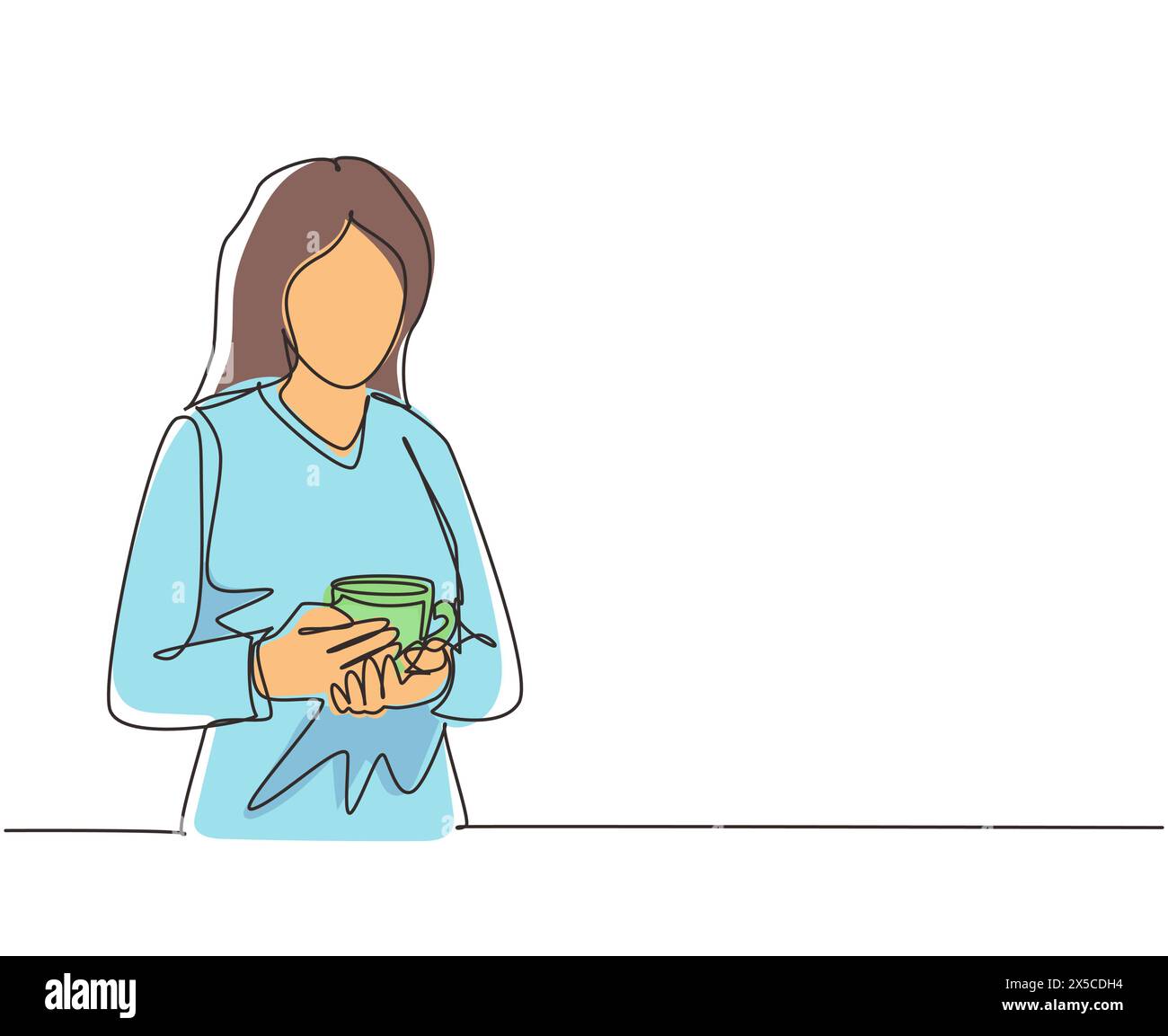 Woman happy coffee in Stock Vector Images - Alamy