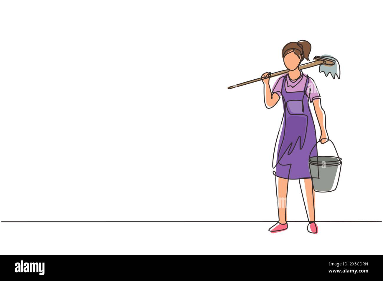 Female janitor mop bucket Stock Vector Images - Alamy