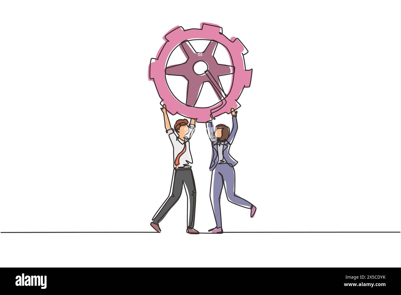 Drawing gears collaboration Stock Vector Images - Alamy