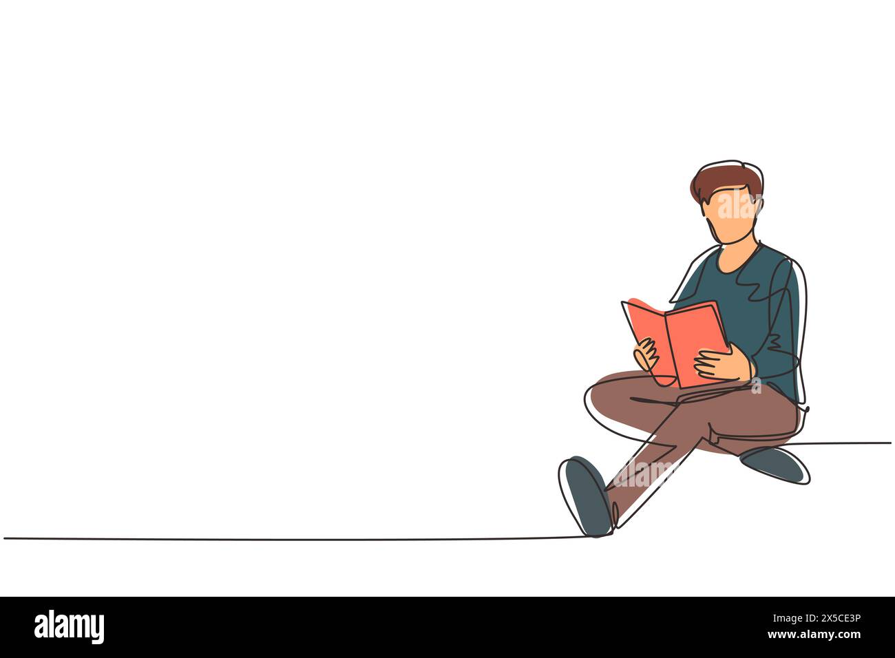 Single one line drawing smart student preparing for exam at home. Young ...