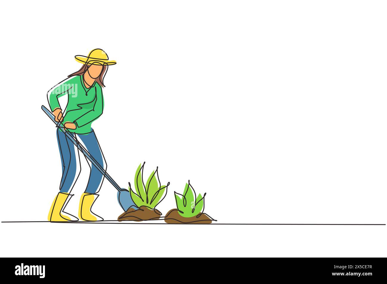 Woman garden line drawing Stock Vector Images - Alamy