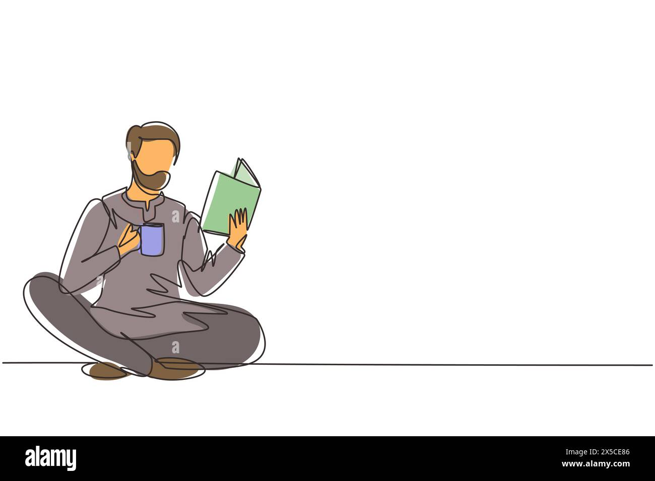 Single one line drawing smart Arab student preparing for exam. Man ...