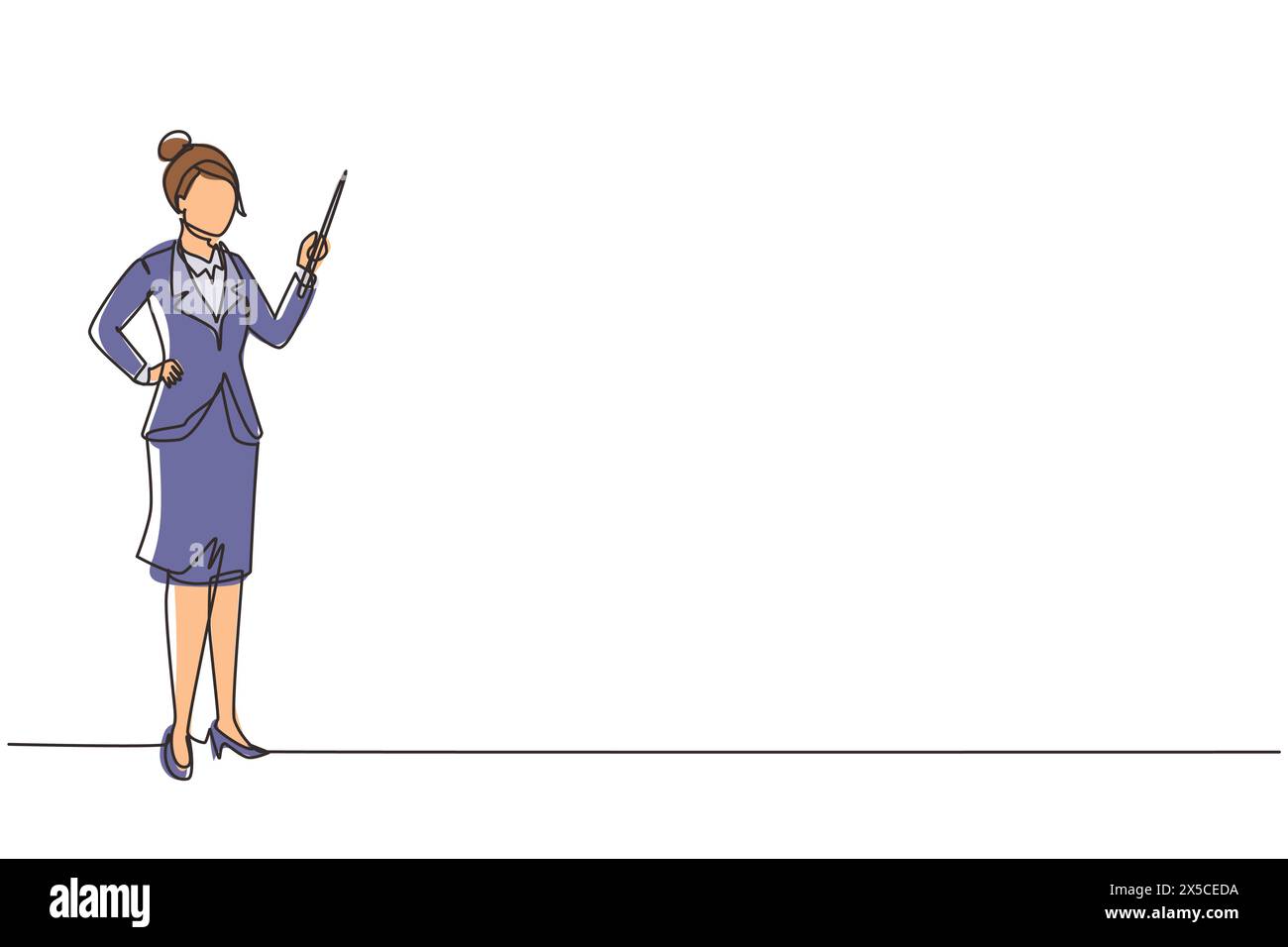 Single one line drawing confident woman teacher, mentor, trainer ... Single one line drawing confident woman teacher, mentor, trainer ...