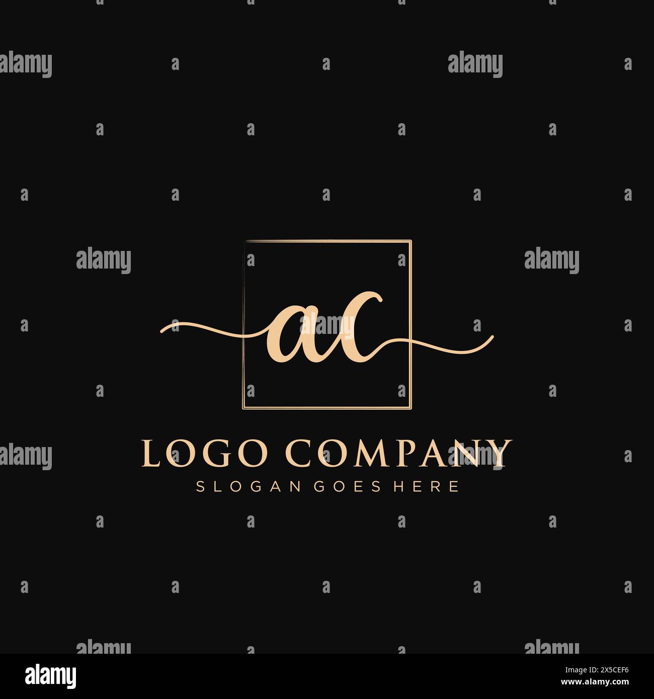AC Initial handwriting logo with rectangle Stock Vector Image & Art - Alamy