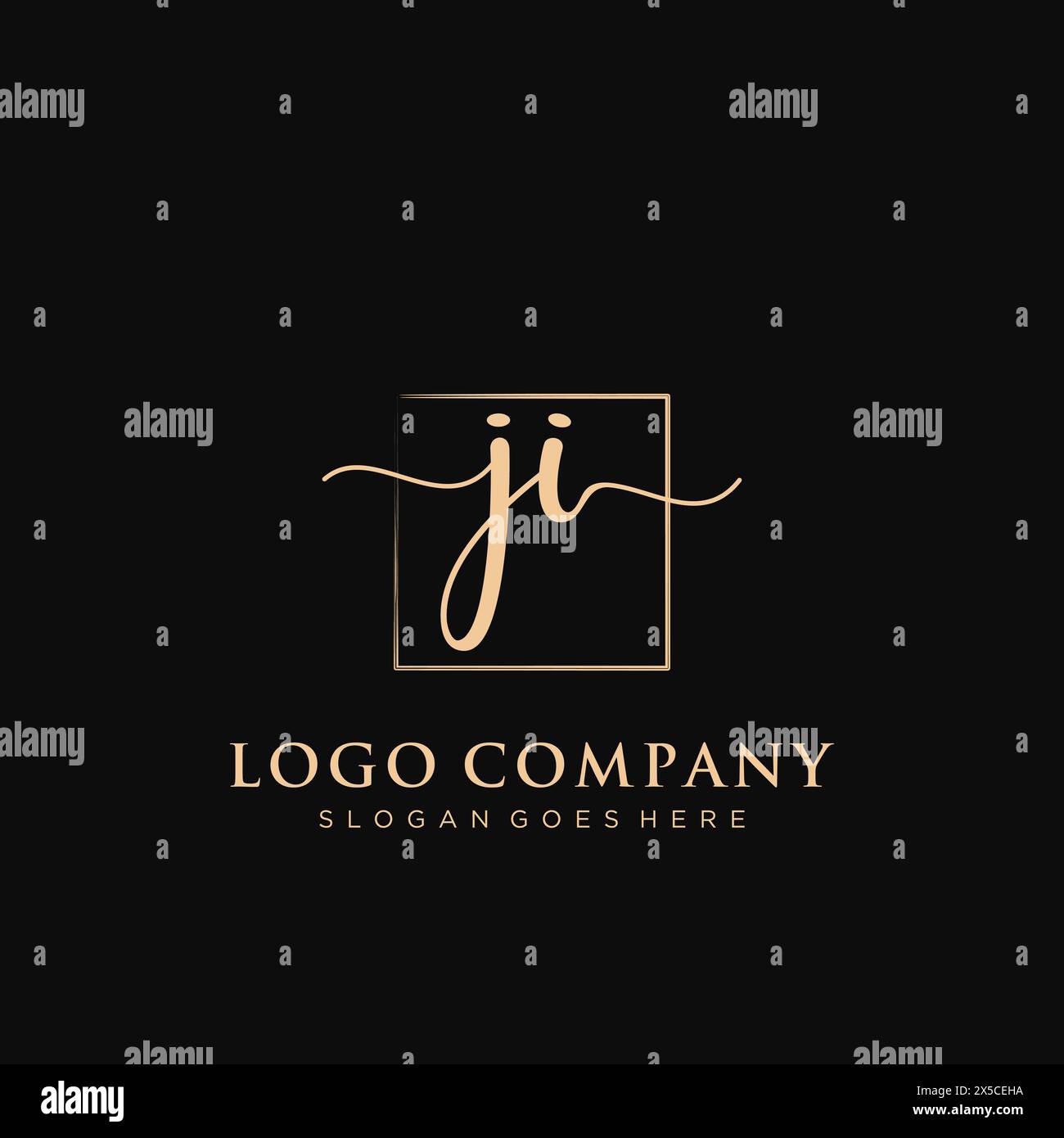 JI Initial handwriting logo with rectangle Stock Vector Image & Art - Alamy