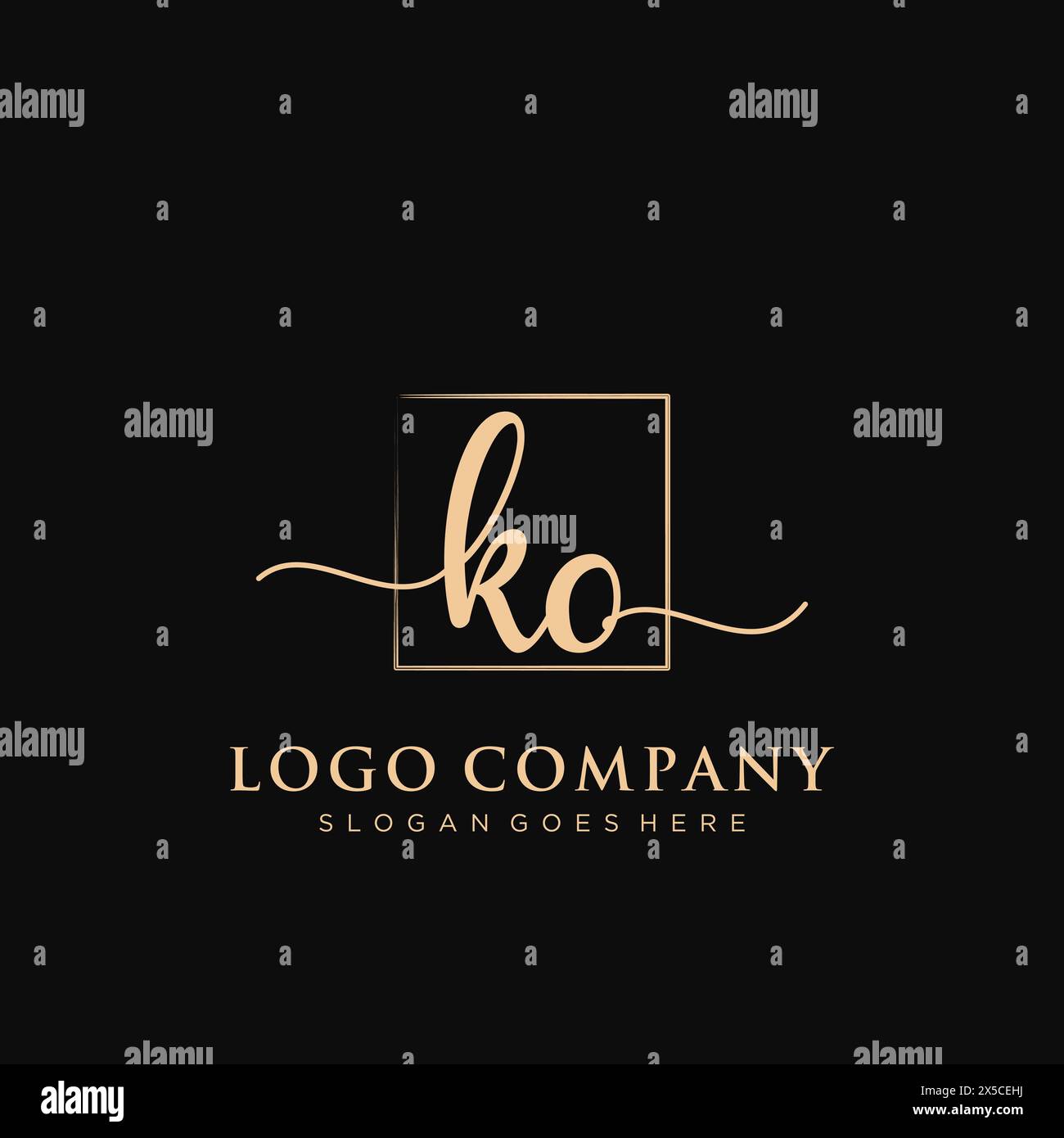 KO Initial handwriting logo with rectangle Stock Vector Image & Art - Alamy