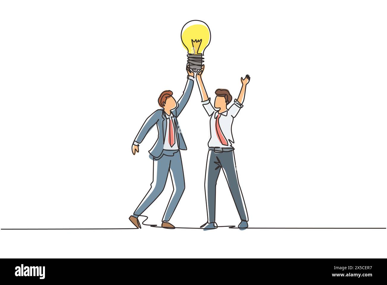 Single continuous line drawing goal achievement, winning, teamwork ...