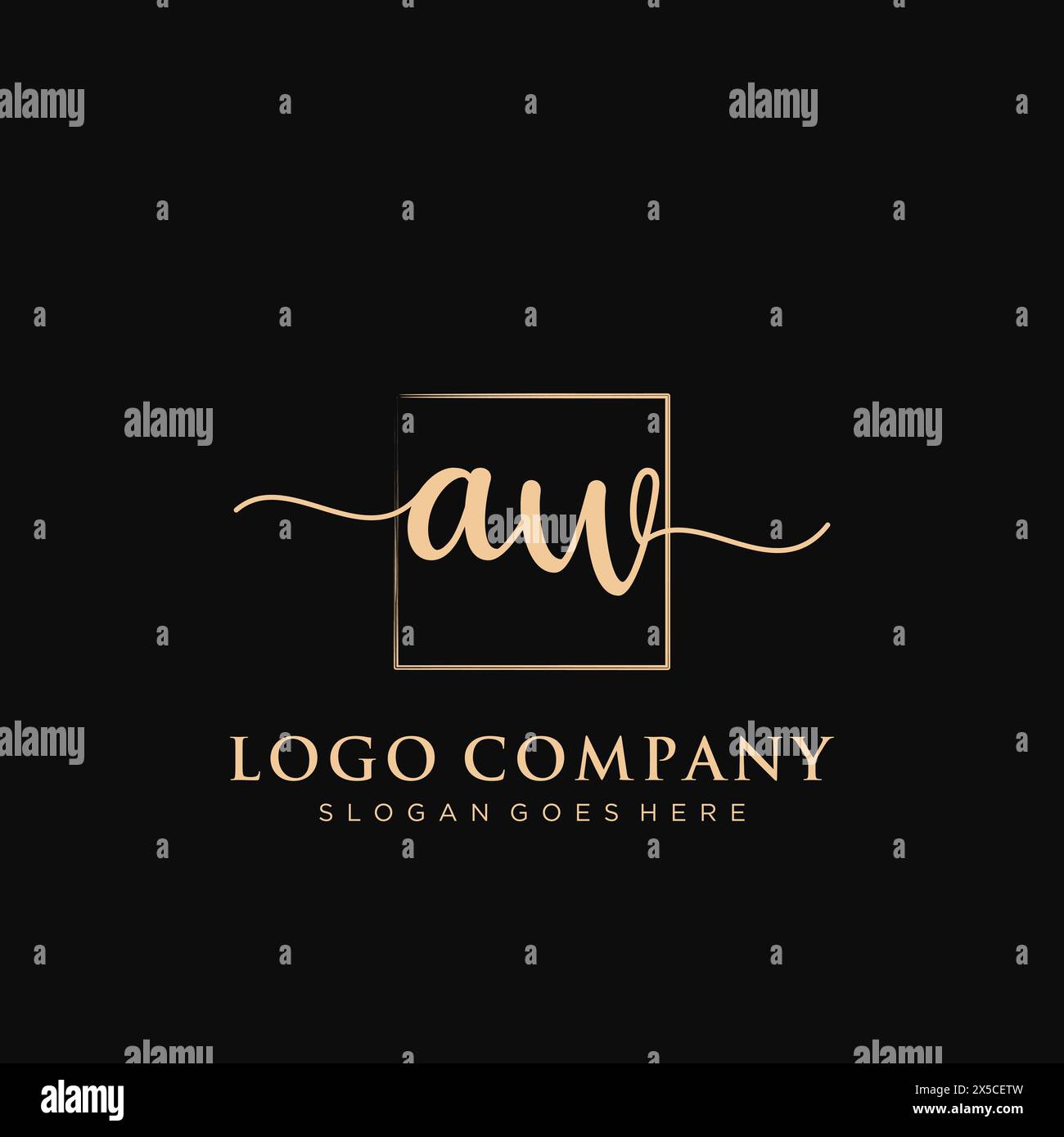 AW Initial handwriting logo with rectangle Stock Vector Image & Art - Alamy