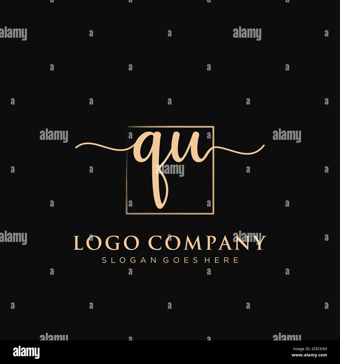 QU Initial handwriting logo with rectangle Stock Vector Image & Art - Alamy